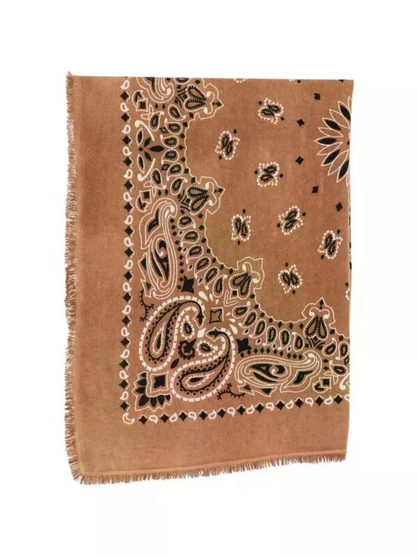 KUJTEN Hachiko Bico Paisley-print Frayed Scarf - Brown