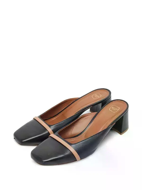 MALONE SOULIERS Leather Square-toe Block-heeled Mules