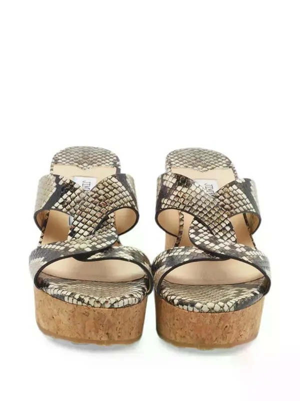 JIMMY CHOO Python Embossed Wedge Sandals - Grey