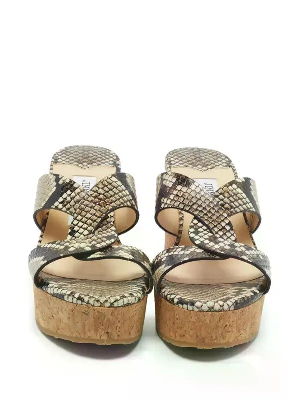 JIMMY CHOO Python Embossed Wedge Sandals - Grey