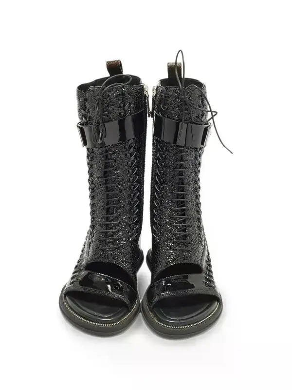 LOUIS VUITTON Moonlight Open-toe Lace-up Ankle Boots