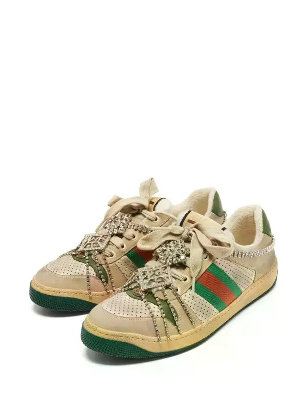 Gucci Screener Leather Embellished Sneakers