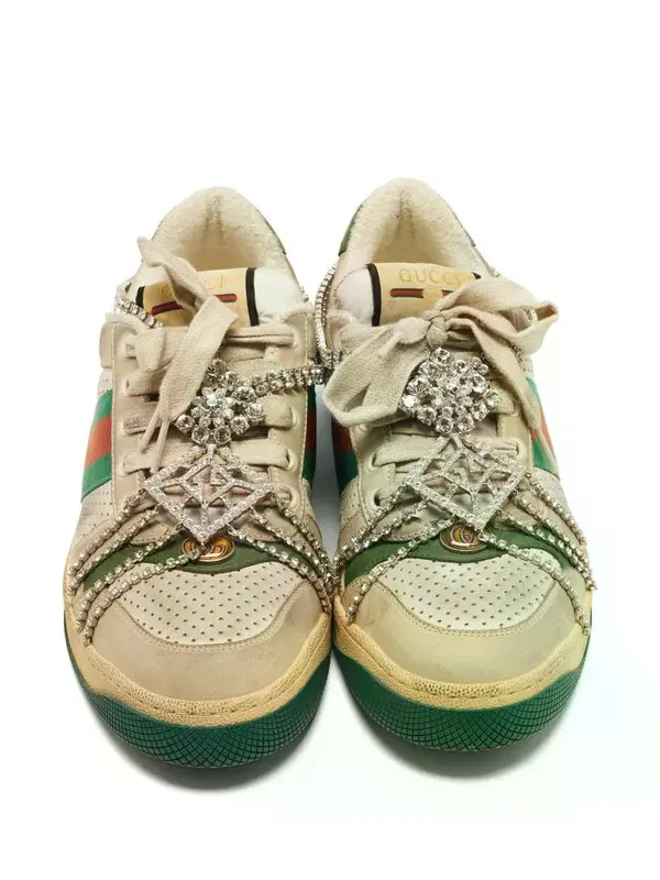 Gucci Screener Leather Embellished Sneakers