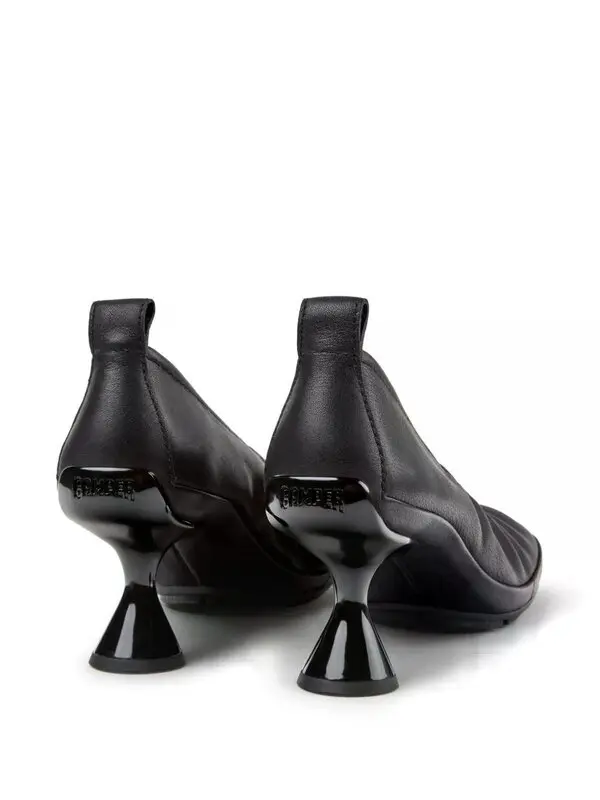 Camper Leather Ruched Pumps With Sculptural Heel