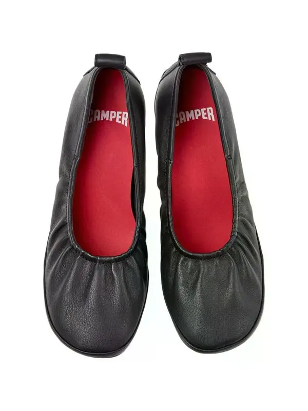 Camper Leather Ruched Pumps With Sculptural Heel