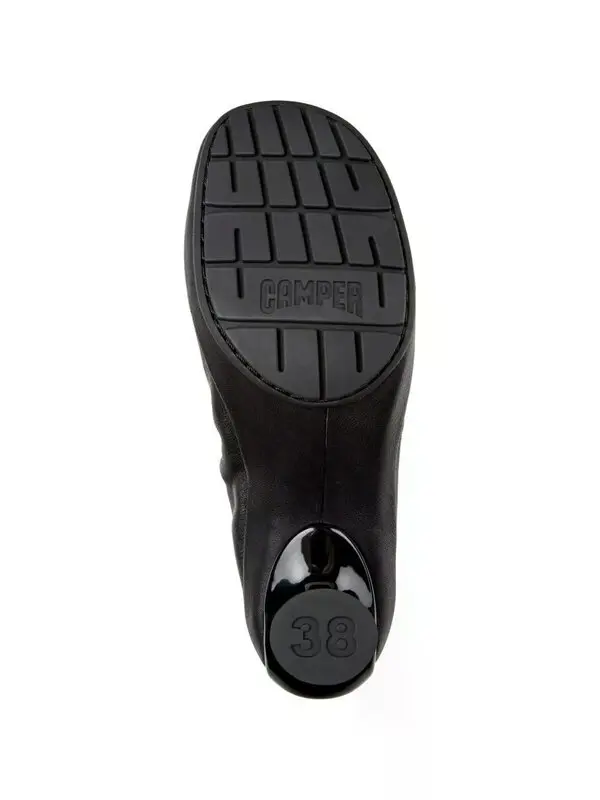 Camper Leather Ruched Pumps With Sculptural Heel