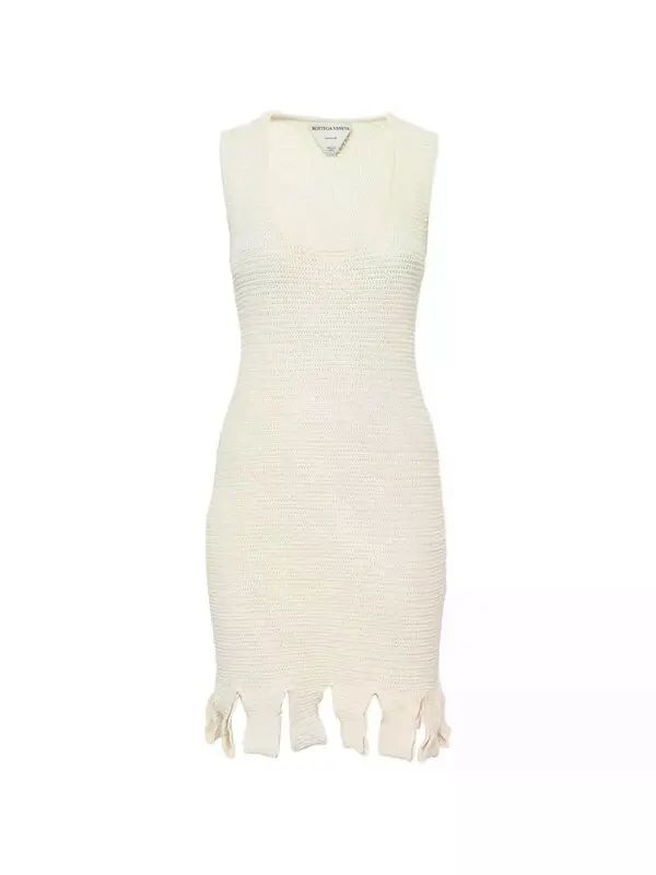 Bottega Veneta Knitted Scoop Neck Sleeveless Dress With Fringe