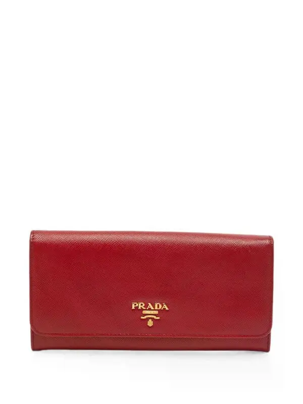 Prada Saffiano Leather Flap Wallet - Red