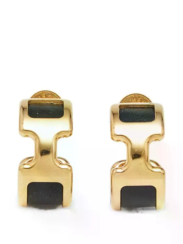 Hermès Olympe Leather Hoop Earrings - Gold