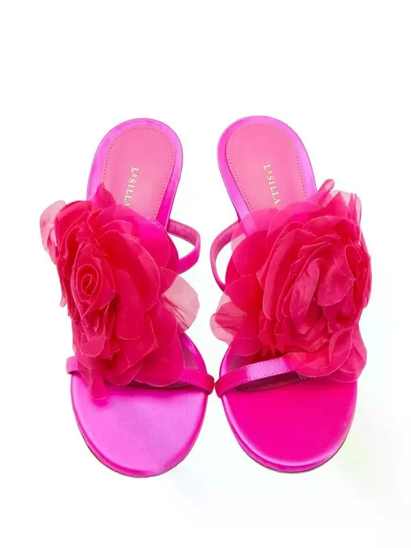 LE SILLA Rose Appliqué High Heel Sandals - Pink