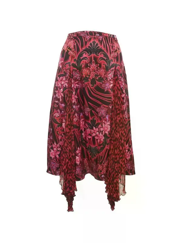 Versace Orchid Print Asymmetric Skirt