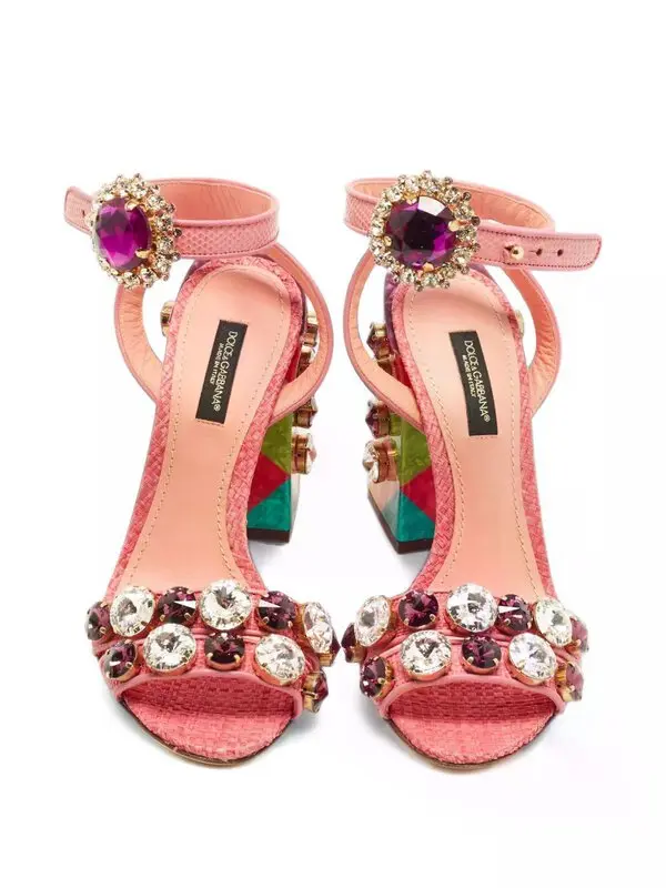 Dolce & Gabbana Crystal-embellished Lizard-effect Sandals