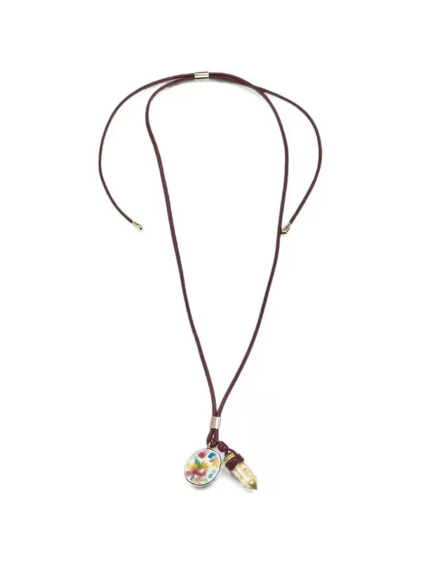 Chloé Porcelain And Crystal Pendant Necklace - Gold