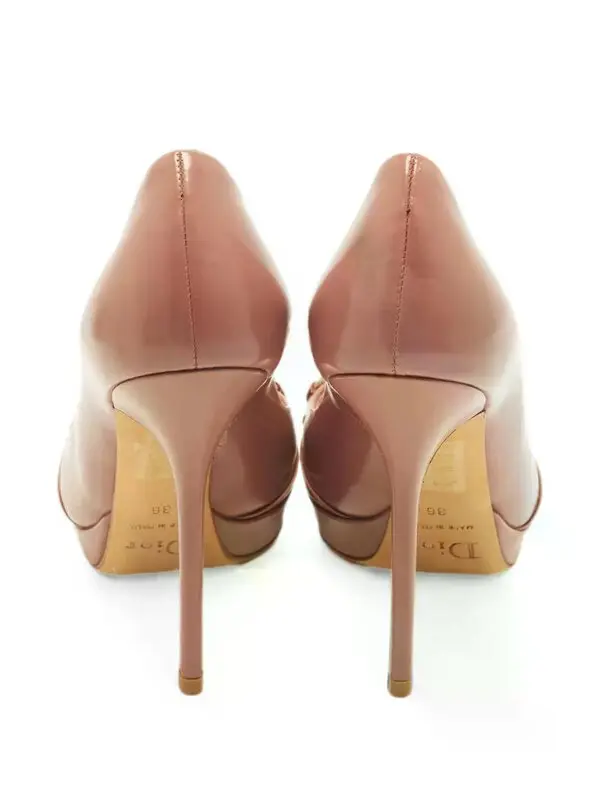 Dior Patent Leather Bow Peep-toe Pumps