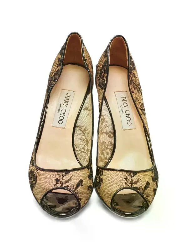 JIMMY CHOO Luna Lace-appliqué Peep-toe Pumps