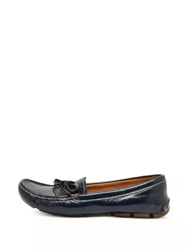 Prada Patent Leather Tie Detail Driver Shoes