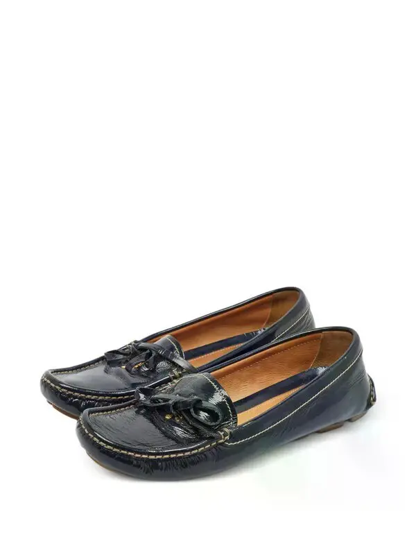 Prada Patent Leather Tie Detail Driver Shoes
