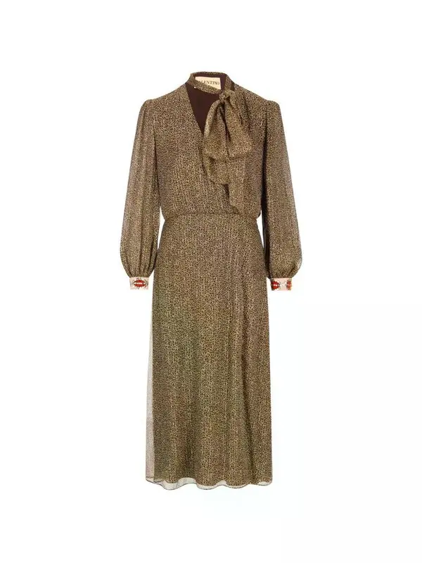Valentino Garavani Creponne Lamé Dress - Brown