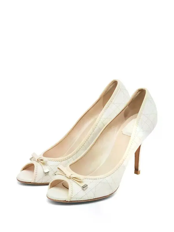 Dior Cannage Quilted Bow-embellished Pumps - White