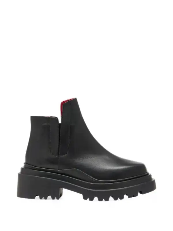 Plan C Leather Chunky Sole Ankle Boots