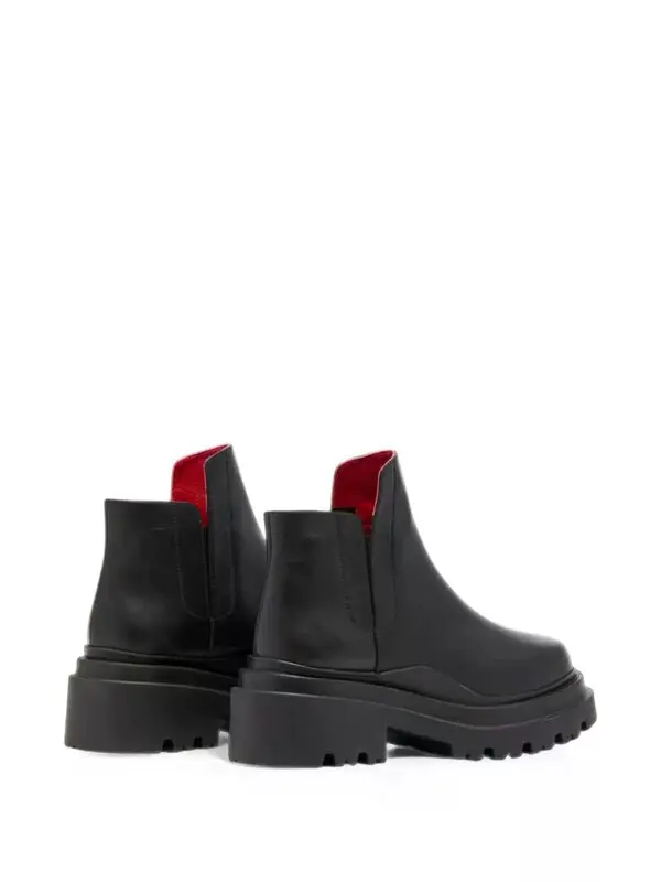 Plan C Leather Chunky Sole Ankle Boots