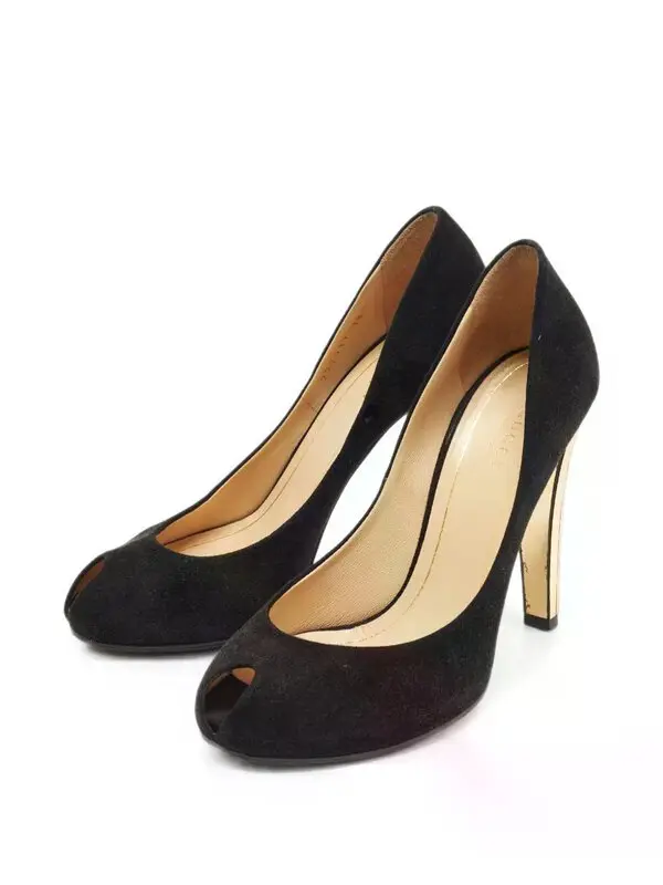 Gucci Suede Peep-toe High Heel Pumps