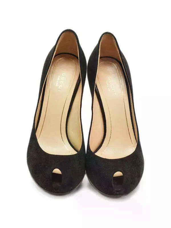 Gucci Suede Peep-toe High Heel Pumps