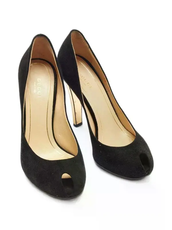 Gucci Suede Peep-toe High Heel Pumps