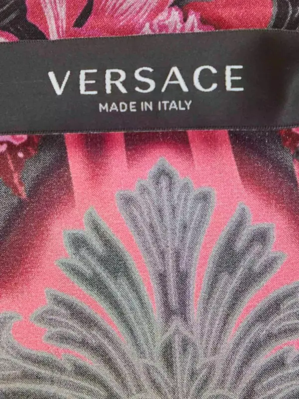 Versace Orchid Print Asymmetric Midi Skirt