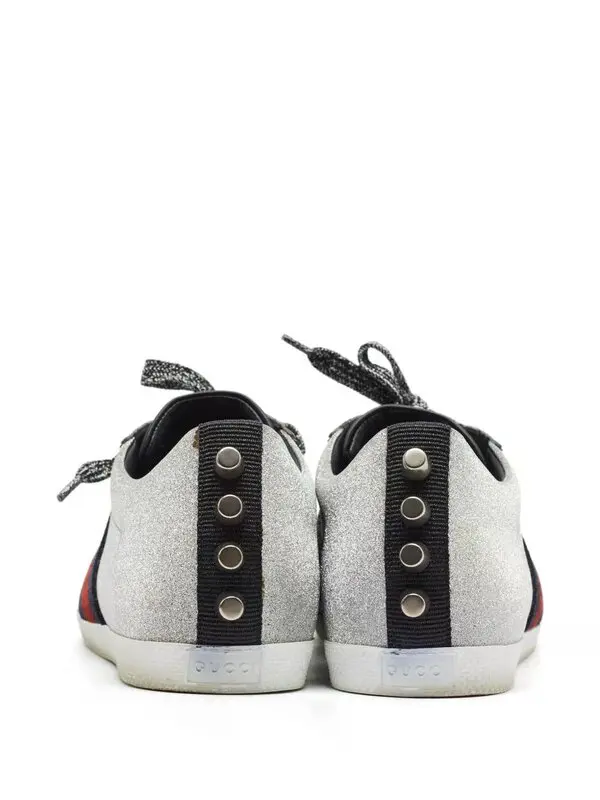 Gucci Web Stripe Studded Sneakers - Silver