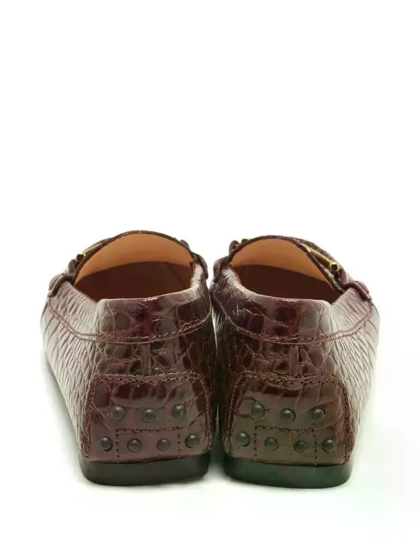 TOD'S Croc-embossed Leather Loafers With Gold-tone Hardware