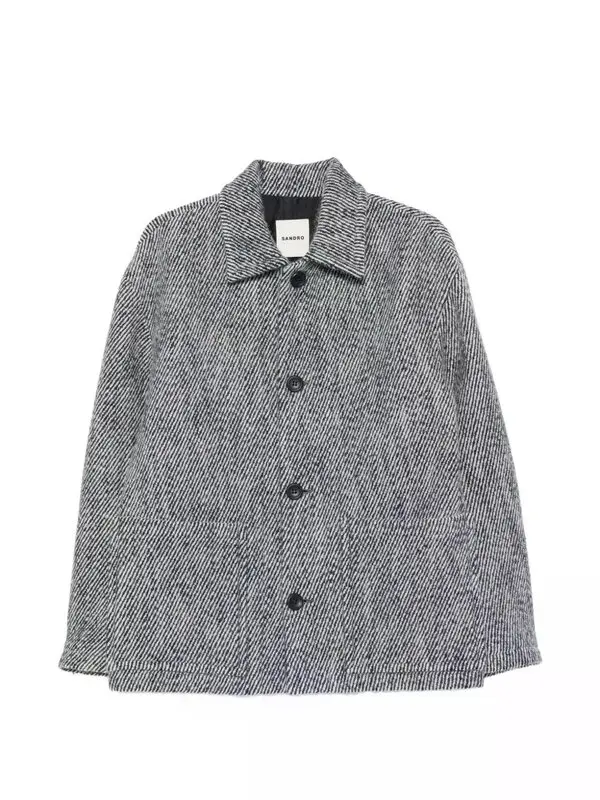 Sandro Wool Blend Diagonal Stripe Jacket