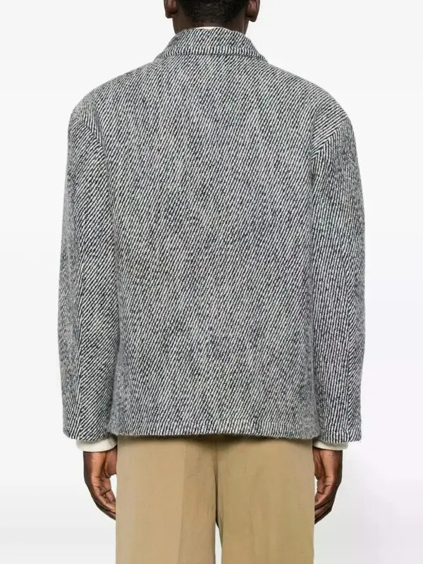 Sandro Wool Blend Diagonal Stripe Jacket