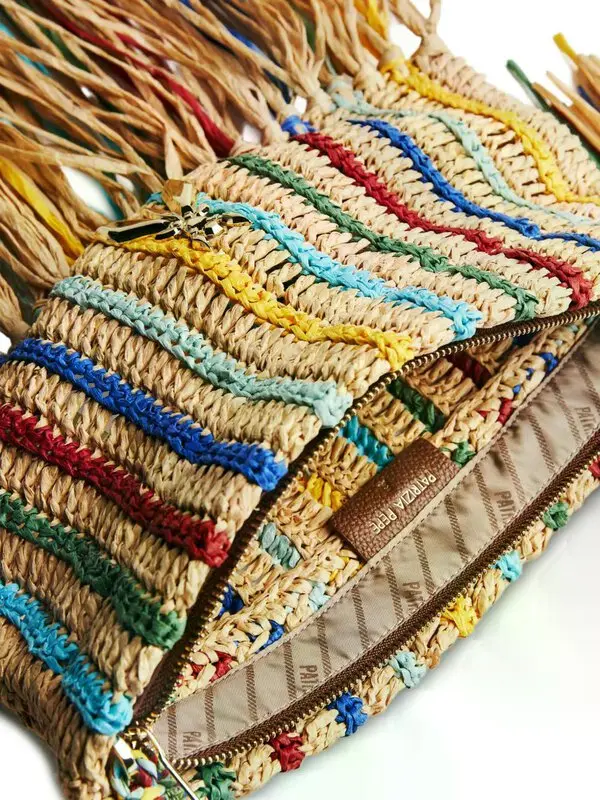 Patrizia Pepe Striped Fringed Shoulder Bag