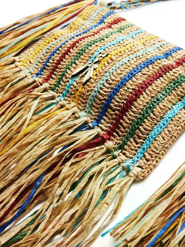 Patrizia Pepe Striped Fringed Shoulder Bag