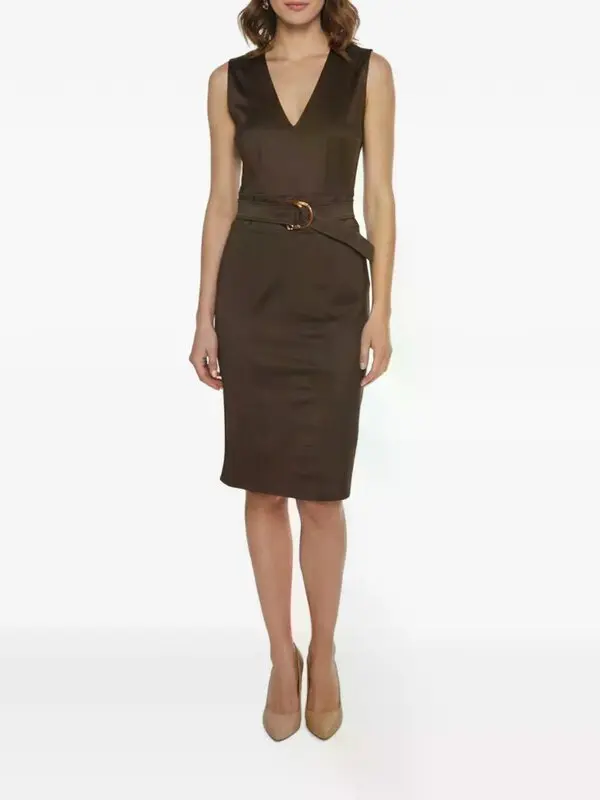 Gucci V-neck Belted Midi Dress