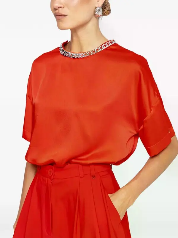 NISSA Chain-detail Satin Top