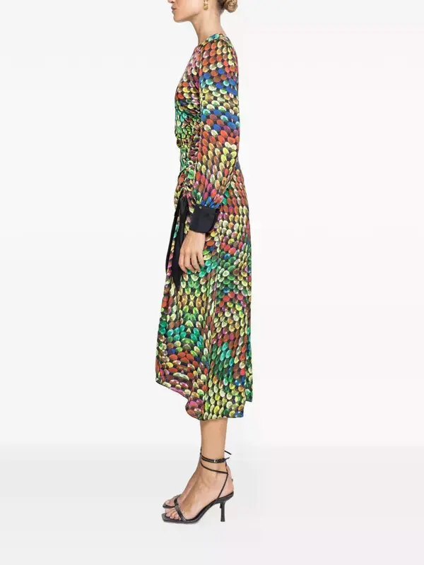 NISSA Bow-detail Satin Midi Dress