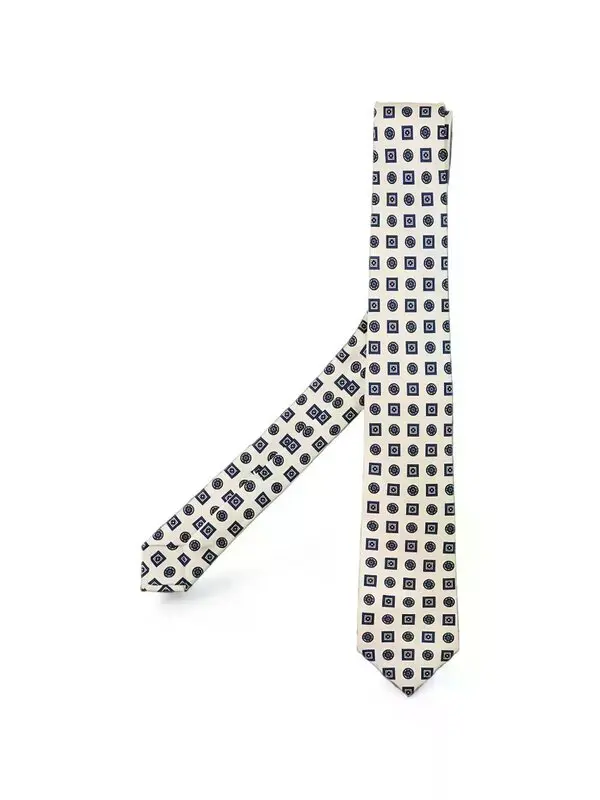 Kiton Geometric Print Silk-blend Neck Tie - Neutrals