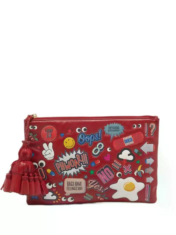 ANYA HINDMARCH Georgiana Sticker-print Clutch Bag
