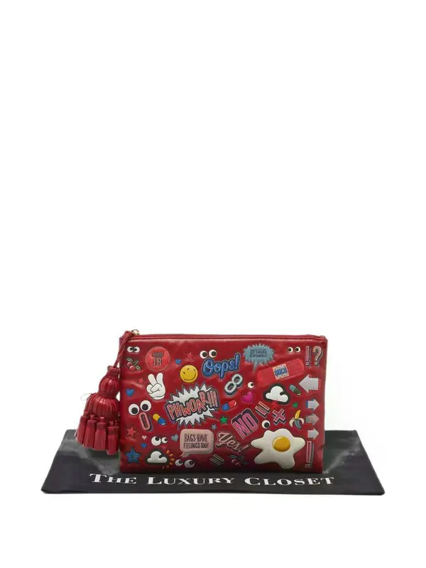 ANYA HINDMARCH Georgiana Sticker-print Clutch Bag