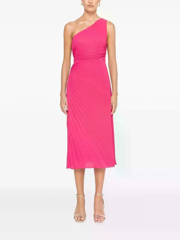 NISSA One-shoulder Pleated Midi Dress