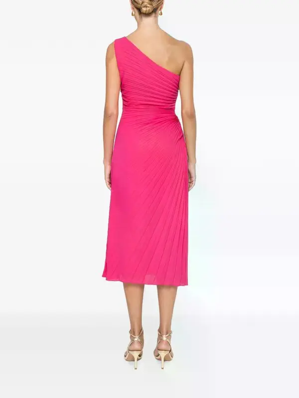 NISSA One-shoulder Pleated Midi Dress