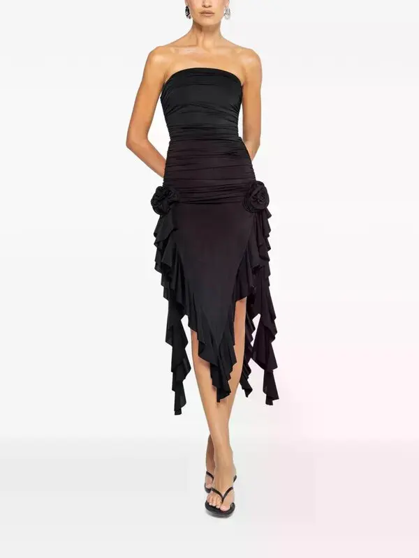 NISSA Floral-appliqué Midi Dress