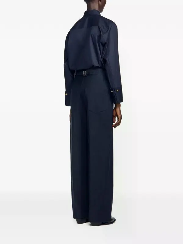 Sandro High-waisted Wide-leg Palazzo Pants With Pressed Crease
