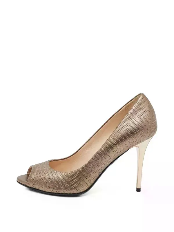Versace Peep-toe Pumps With -tone Greca-pattern Detailing