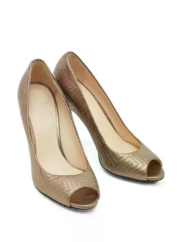 Versace Peep-toe Pumps With -tone Greca-pattern Detailing
