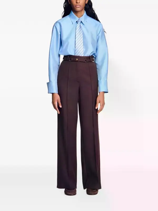 Sandro Belted Wool Blend Trousers