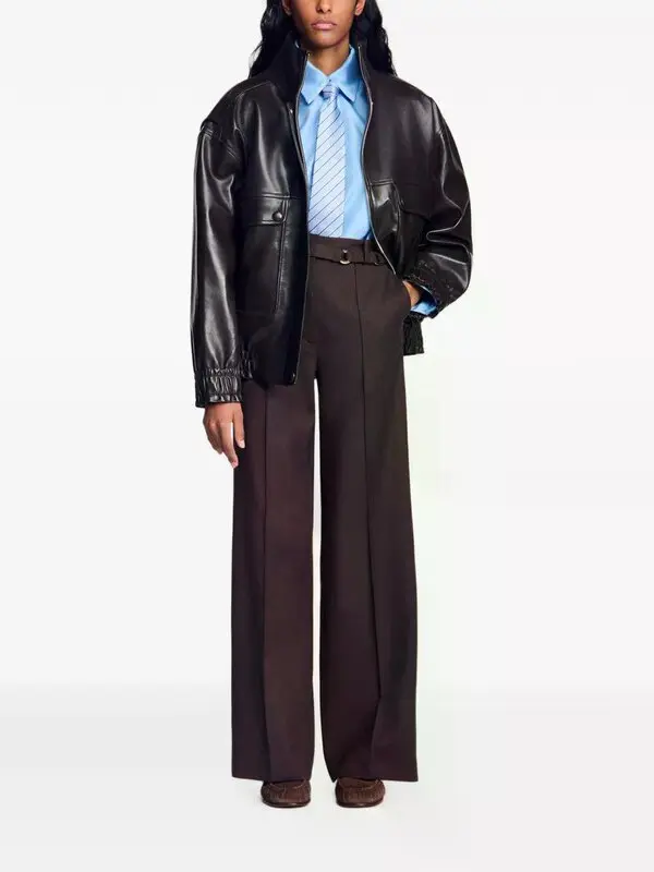 Sandro Belted Wool Blend Trousers