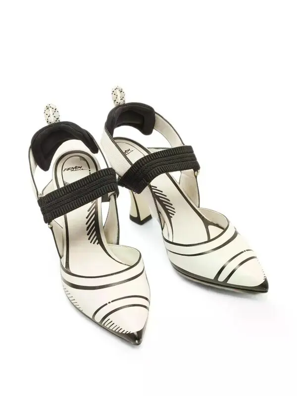 Fendi Colibri Graphic Print Slingback Pumps
